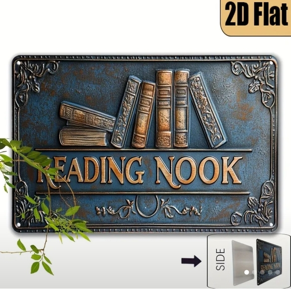 Accents | Vintage Blue And Gold Reading Nook Sign | Poshmark